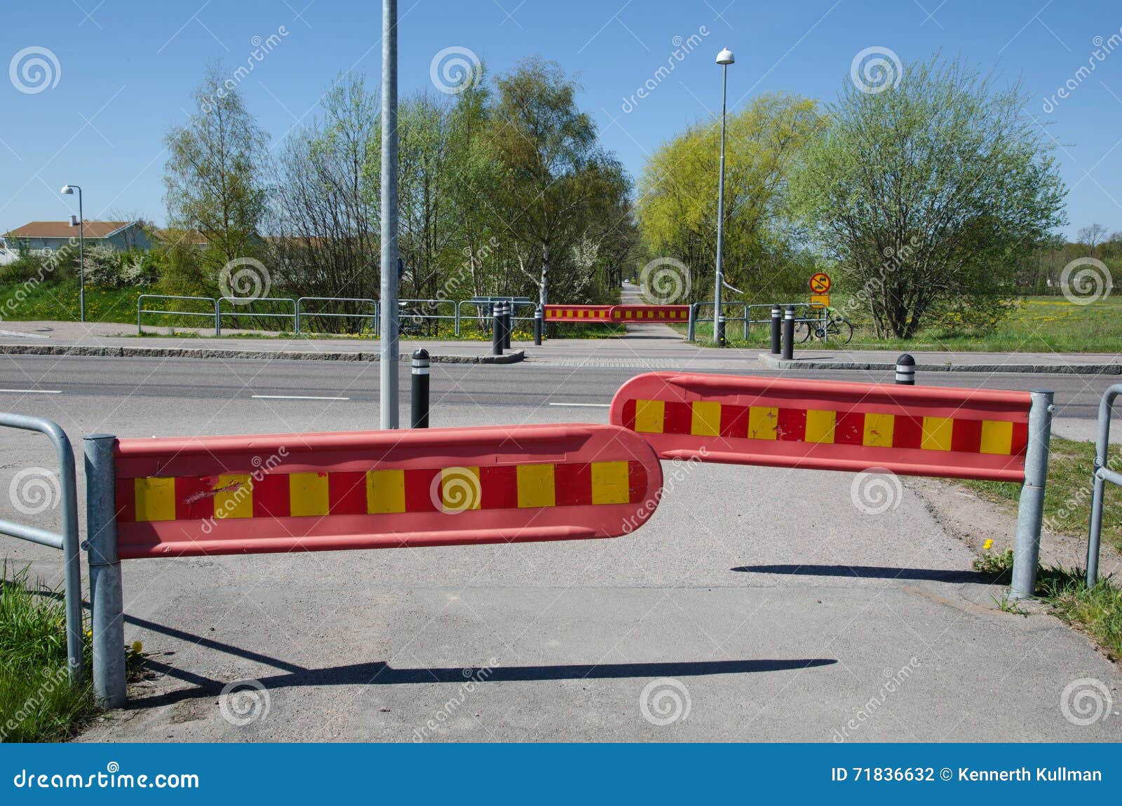 Roadblocks by roadside stock photo. Image of beware, information - 71836632