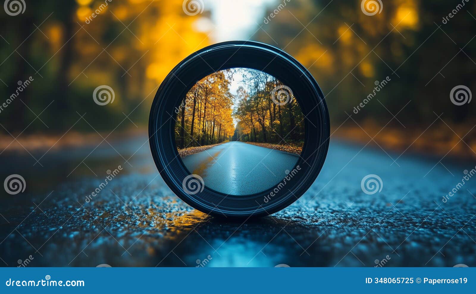 A Roadmap Through A Blurry Camera Lens Stock Photography ...