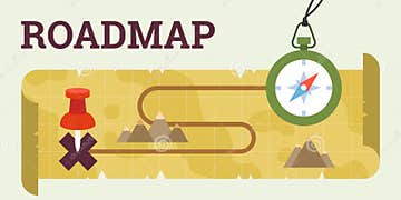 Roadmap with Compass and Map Stock Vector - Illustration of path ...