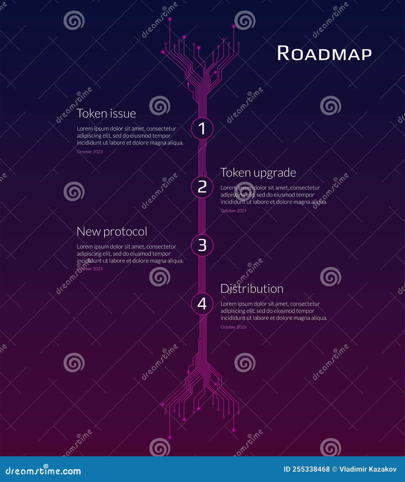 Roadmap For Cryptocurrency Or Digital Technology Site On Dark Red ...