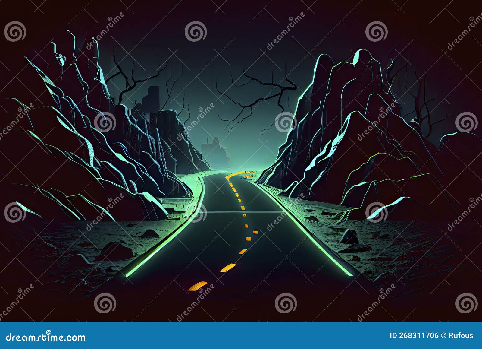 Roadmap Design, Neon Glowing, Forward Movement, Dark Environment ...