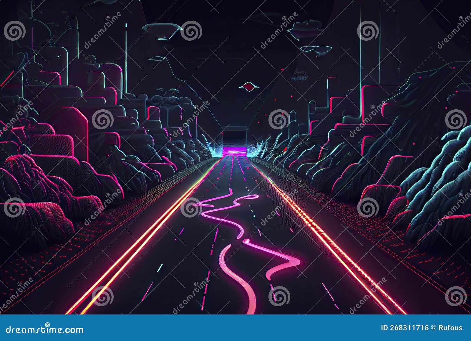 Roadmap Design, Neon Glowing, Forward Movement, Dark Environment ...