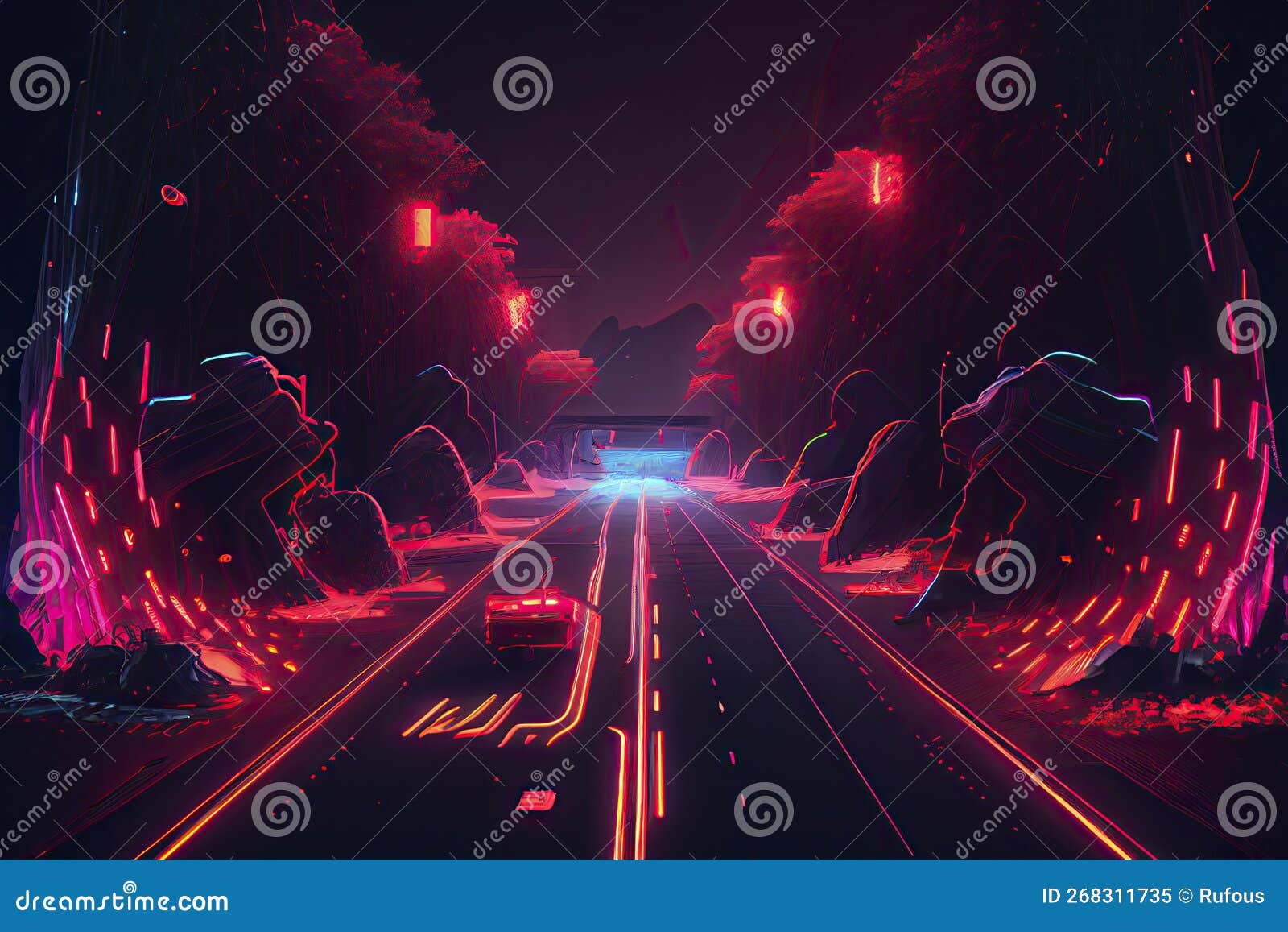 Roadmap Design, Neon Glowing, Forward Movement, Dark Environment ...
