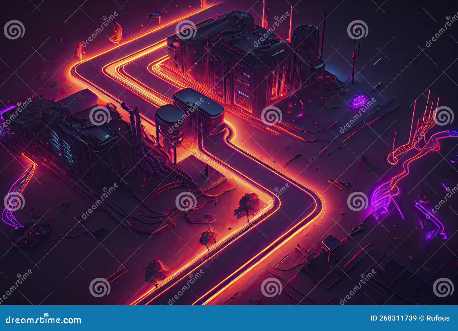 Roadmap Design, Neon Glowing, Forward Movement, Dark Environment ...