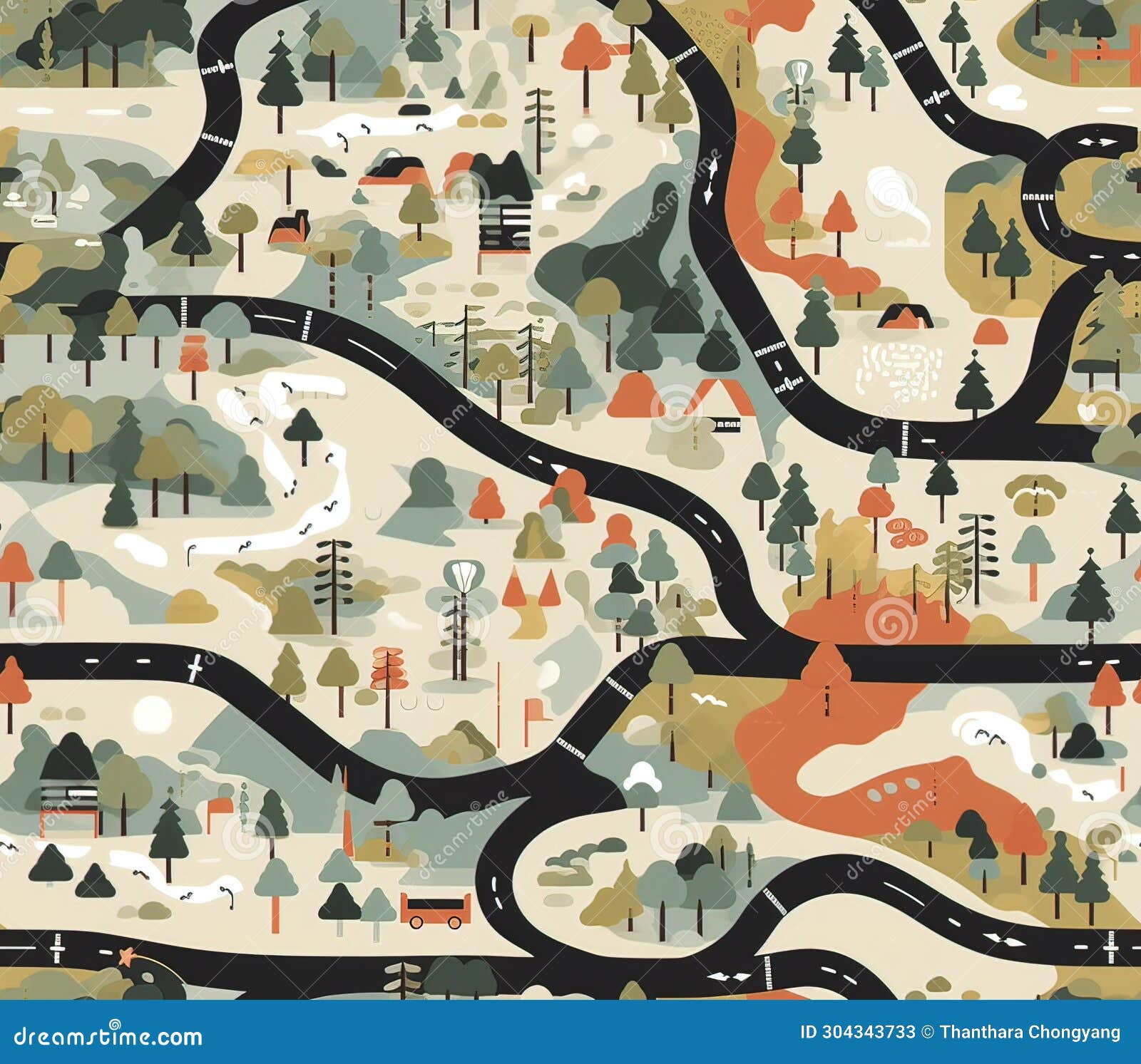 Roadmap, Fabric Pattern, Seanmless Pattern. Stock Illustration ...