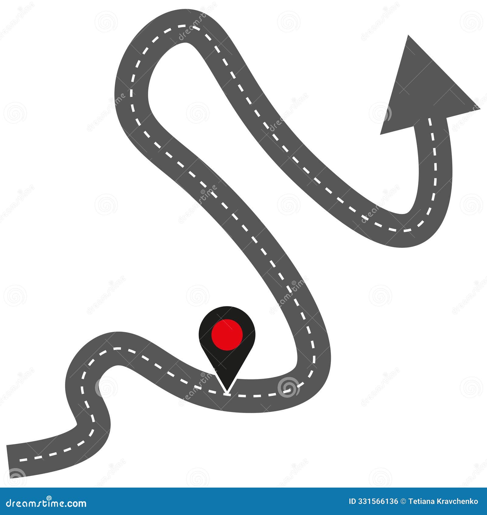 Roadmap Icon. Curved Path with Location Pin. Navigation Symbol. Vector ...