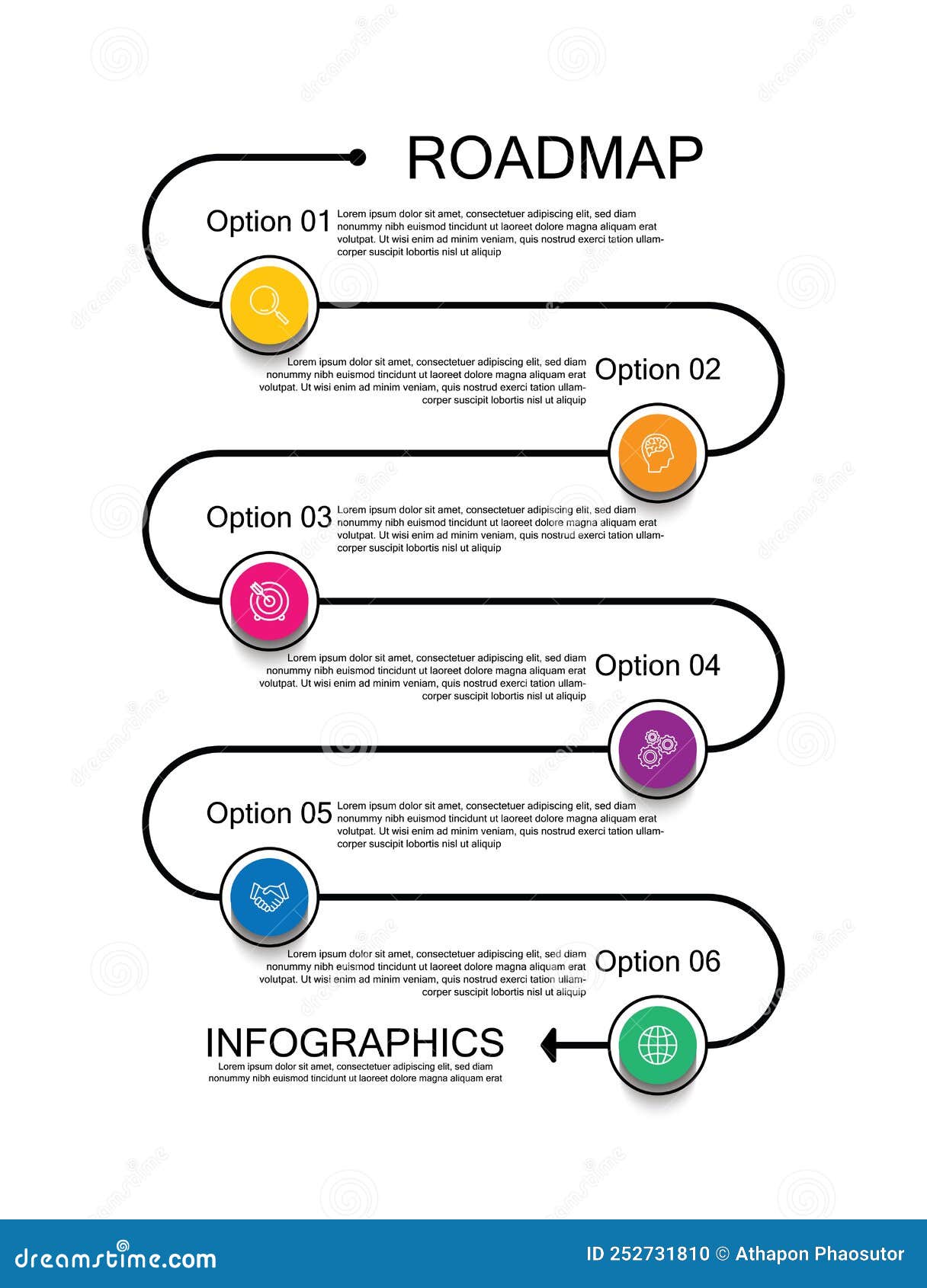 Roadmap Infographic Element Flat Design Stock Vector - Illustration of ...