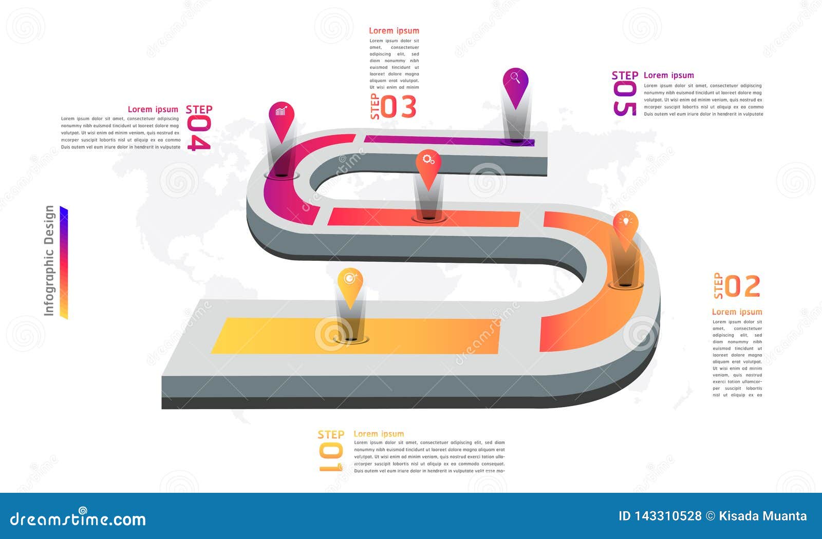 Roadmap Mark Point Infographic Design 5 Steps Vector Illustration Eps10 ...