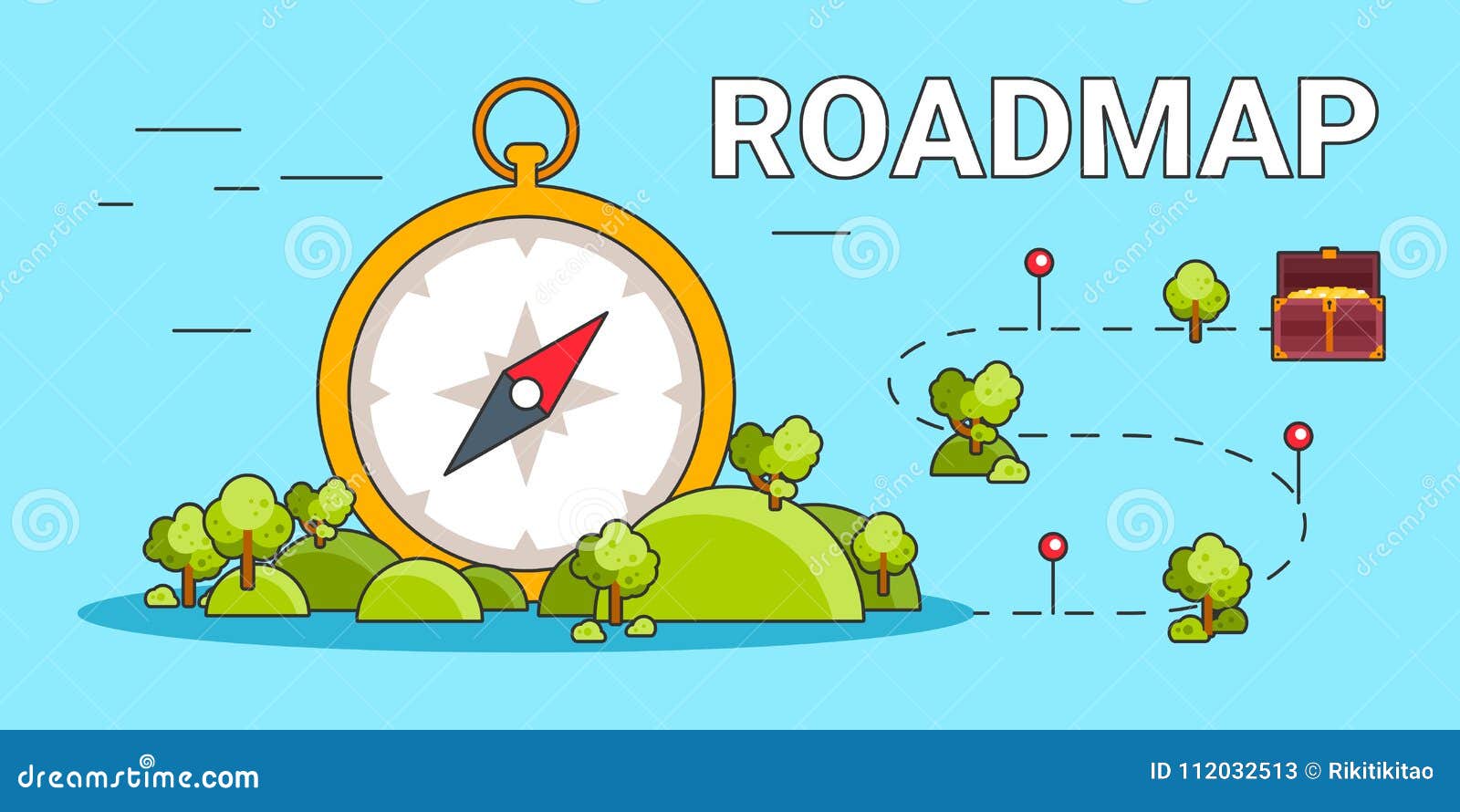 Roadmap Pathway with Compass Stock Vector - Illustration of ...
