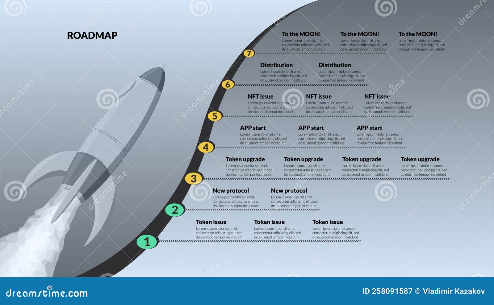 Roadmap with Space Shuttle and Sections on Silver Background ...