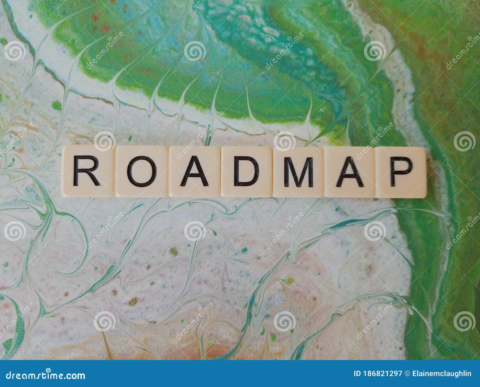Roadmap Word on Flowing Background of Green and White Stock Image ...