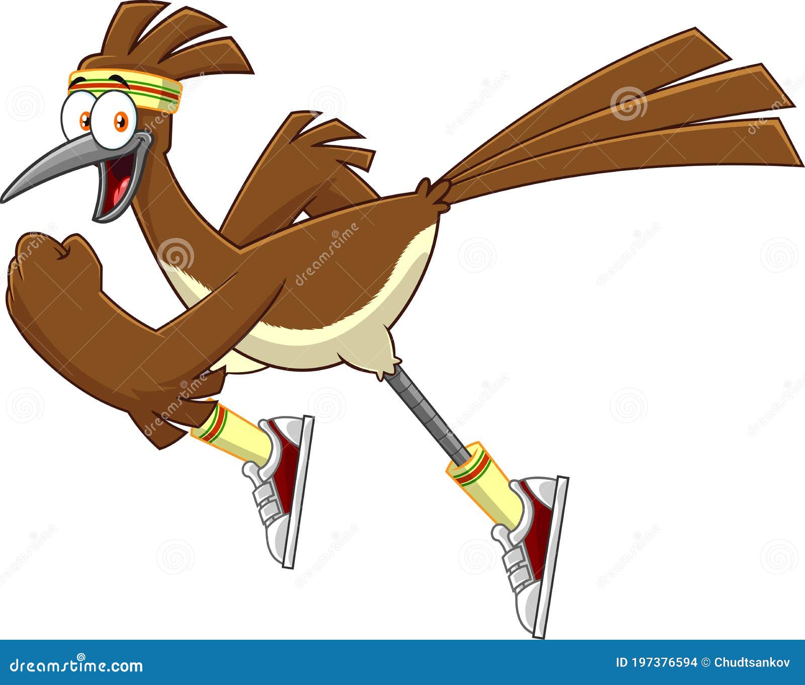 Roadrunner Bird Cartoon Character Jogging Stock Vector - Illustration ...