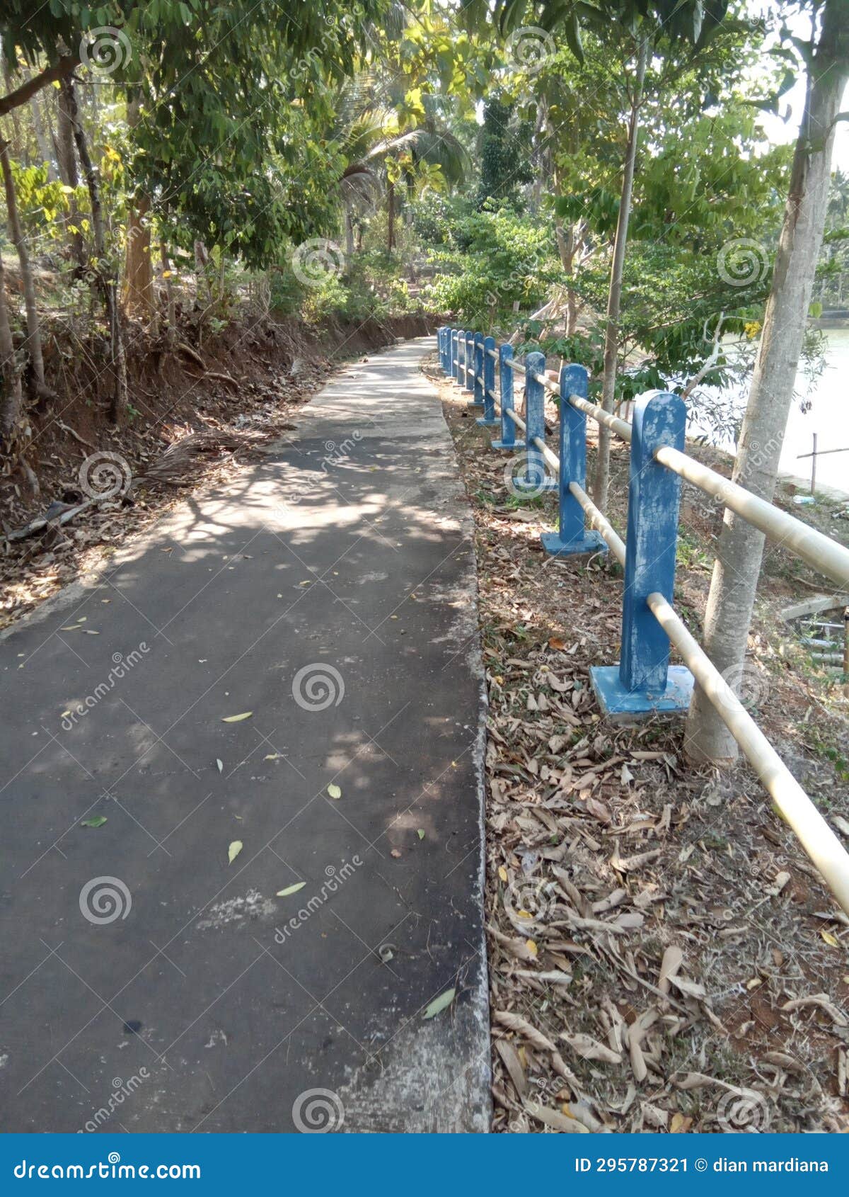 The Roads Along the River Have Been Installed with Iron Barriers Stock ...