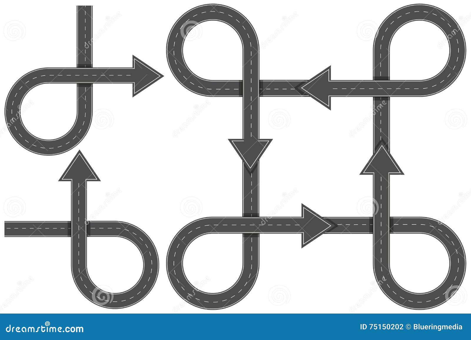 Roads with arrow direction stock vector. Illustration of curve - 75150202