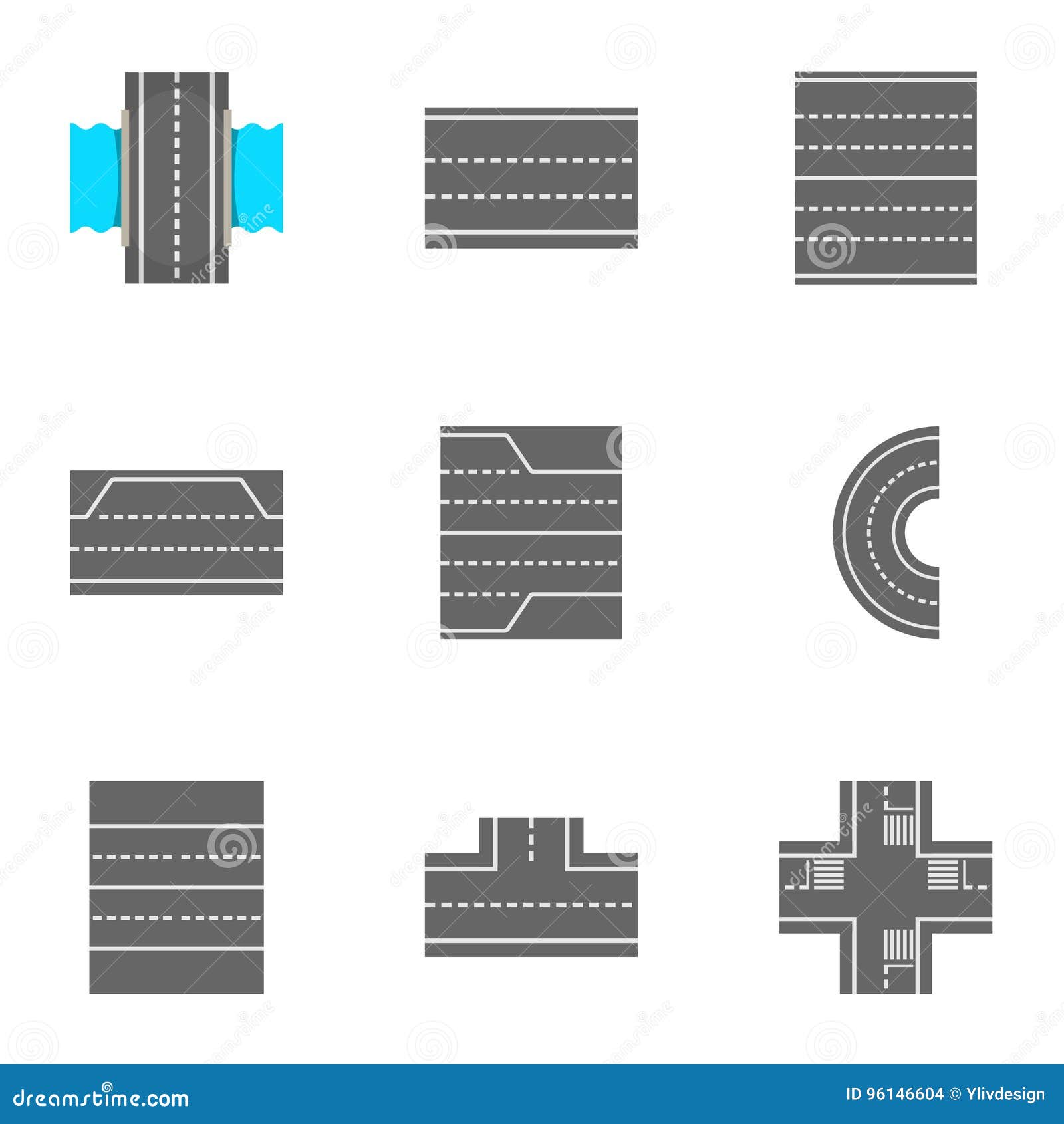 Roads Icons Set, Cartoon Style Stock Vector - Illustration of direction ...