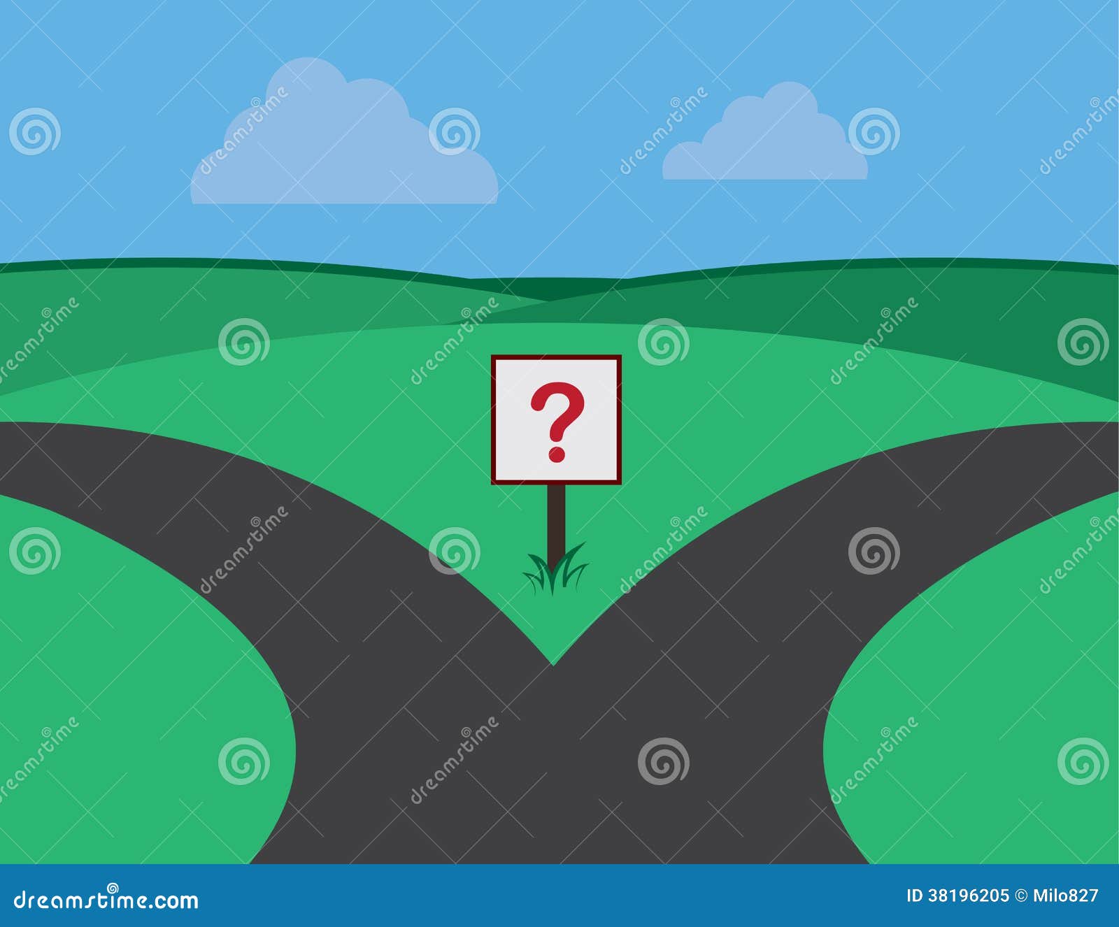 Roads Split Question Sign Royalty Free Stock Photo - Image: 38196205