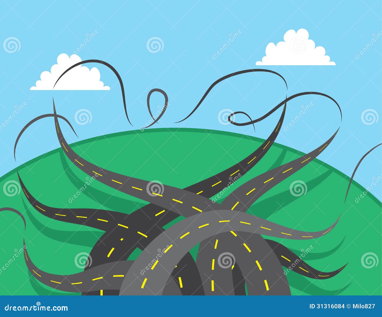 Roads Twisting stock vector. Illustration of shadow, indecision - 31316084
