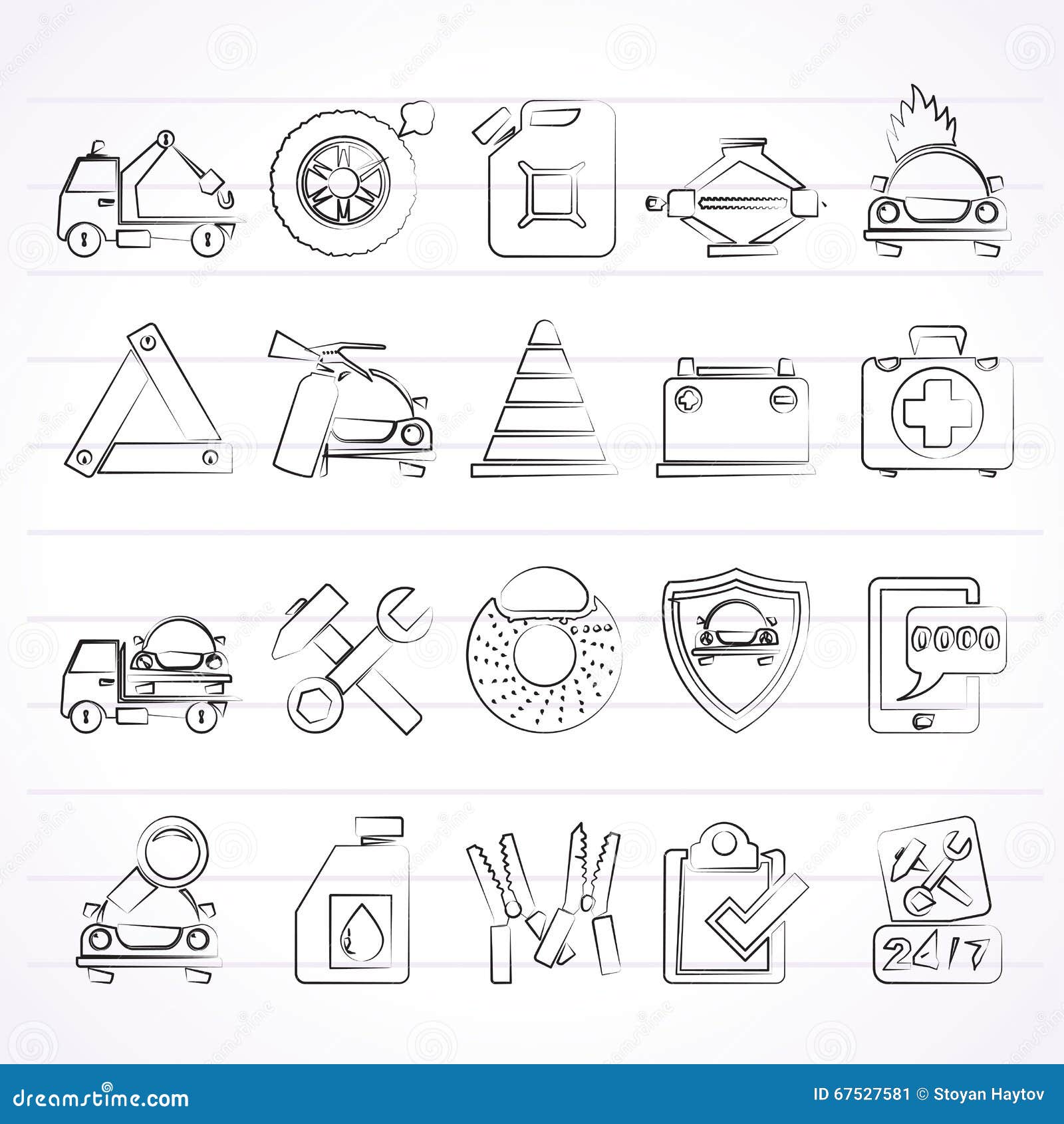 Roadside Assistance and Tow Icons Stock Vector - Illustration of ...