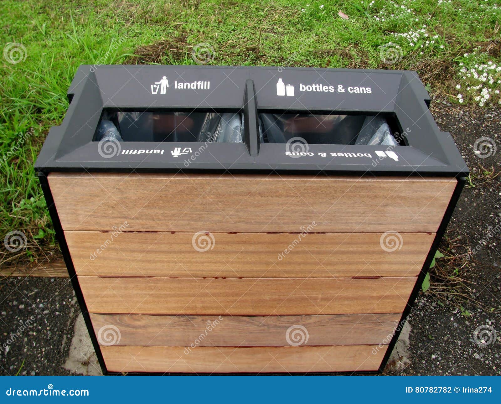 Roadside bin for recycling stock photo. Image of park - 80782782