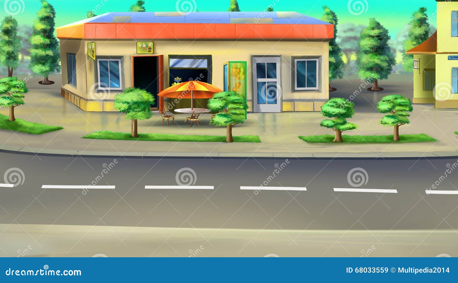 Roadside Cafe stock illustration. Illustration of outdoors - 68033559
