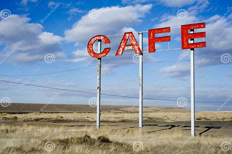 Roadside cafe sign stock image. Image of vintage, travel - 23966659