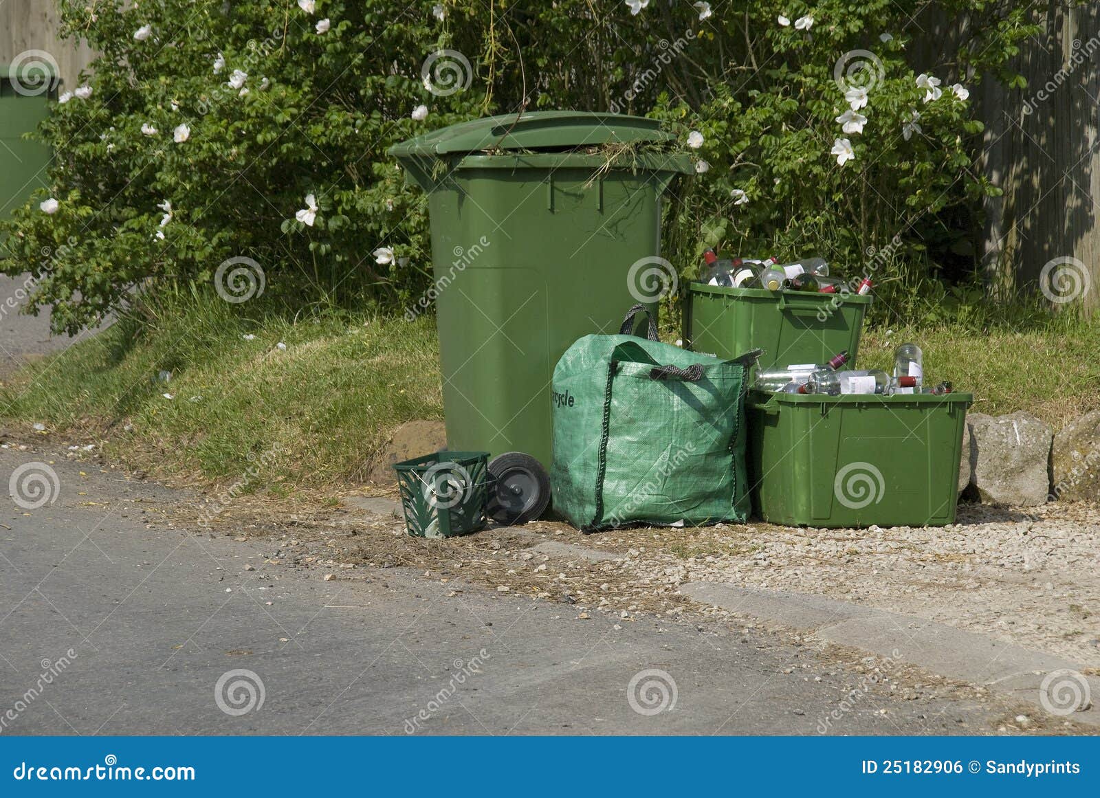 Roadside Collection of Bins. Stock Photo - Image of roadside, recycle ...