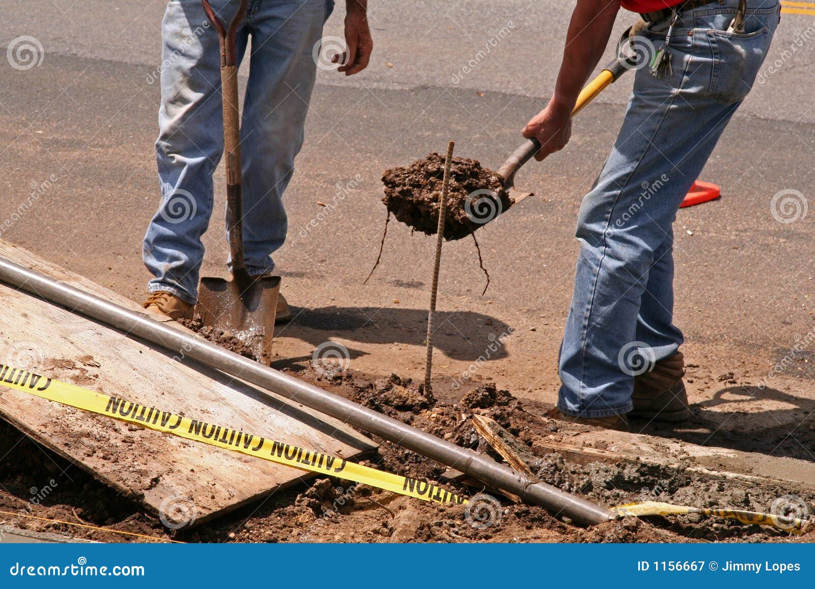 Roadside Construction Workers Stock Image - Image of accurate, build ...