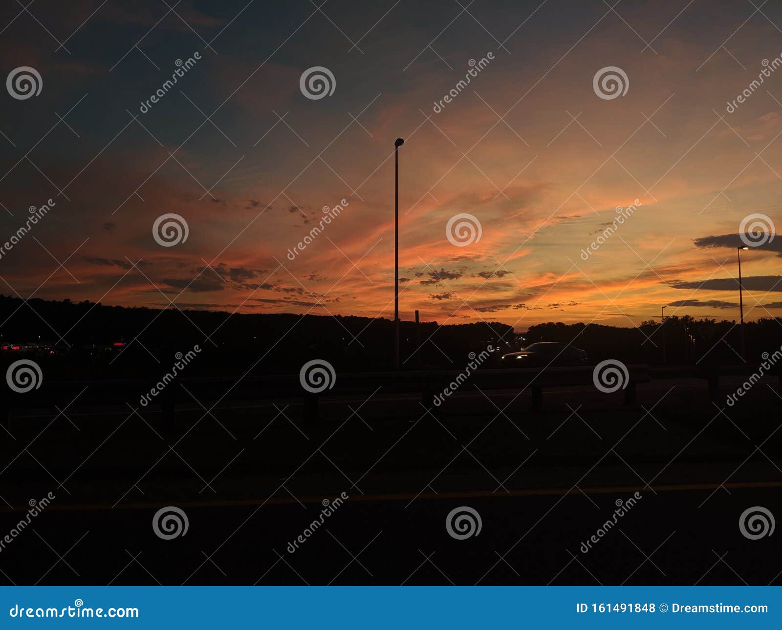 Roadside Fading Sunset in Maine Summertime Stock Photo - Image of ...