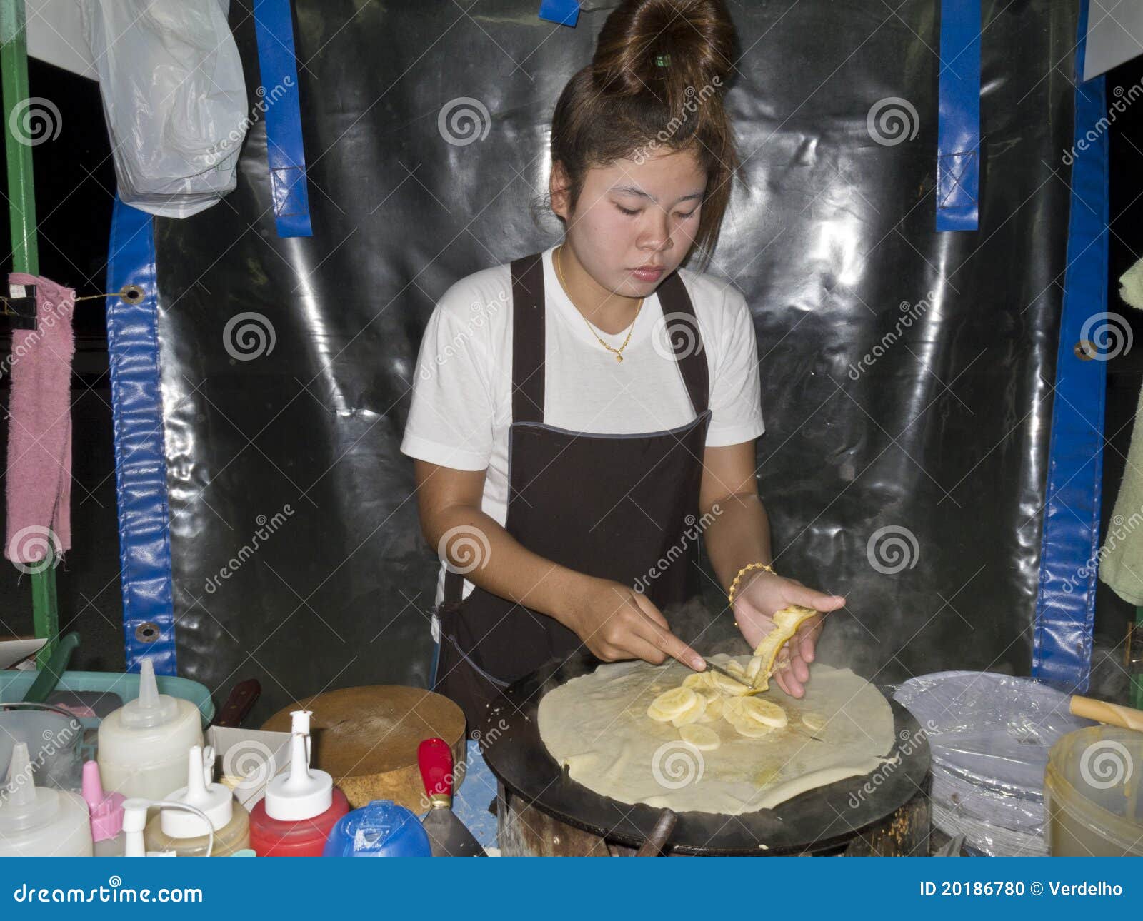 Roadside Food Vendor Making Crepes Editorial Image - Image of seller ...