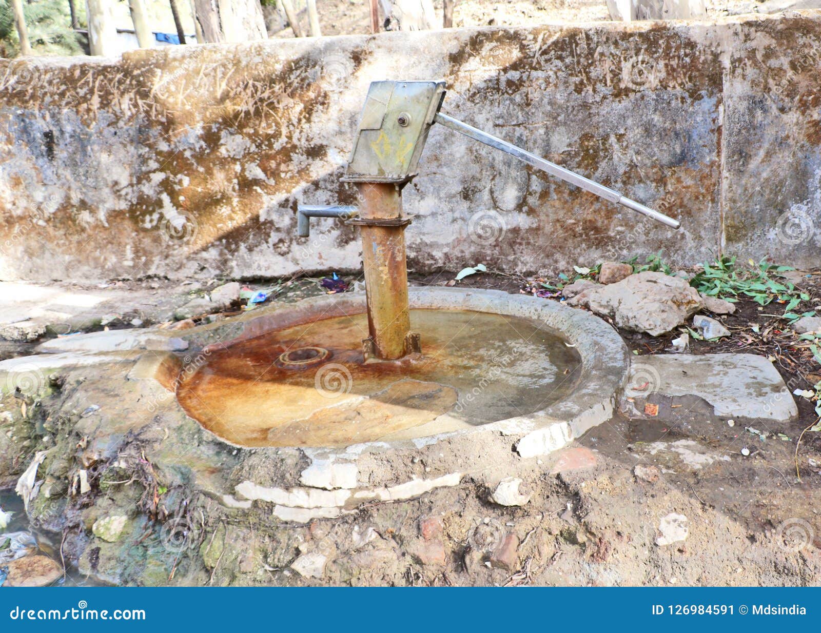 Roadside Install Hand Pump Which Pull Out Underground Stock Image ...