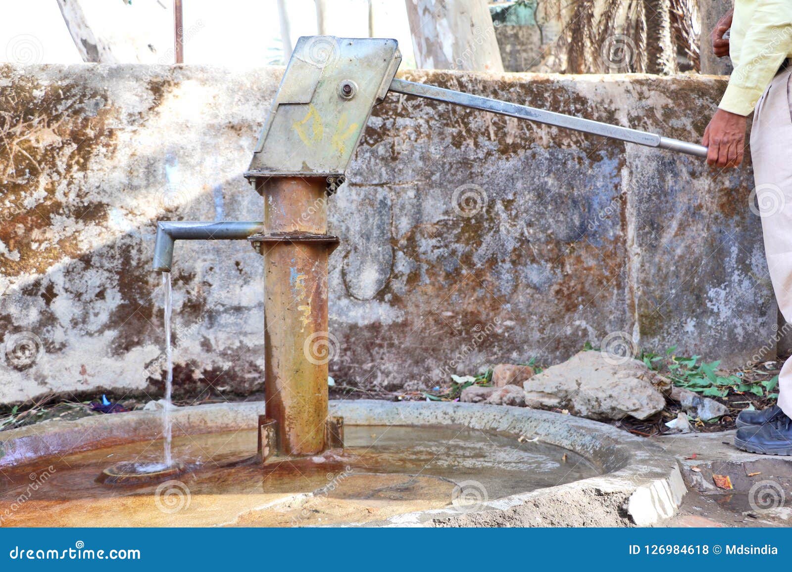 Roadside Install Hand Pump Which Pull Out Underground Stock Photo ...
