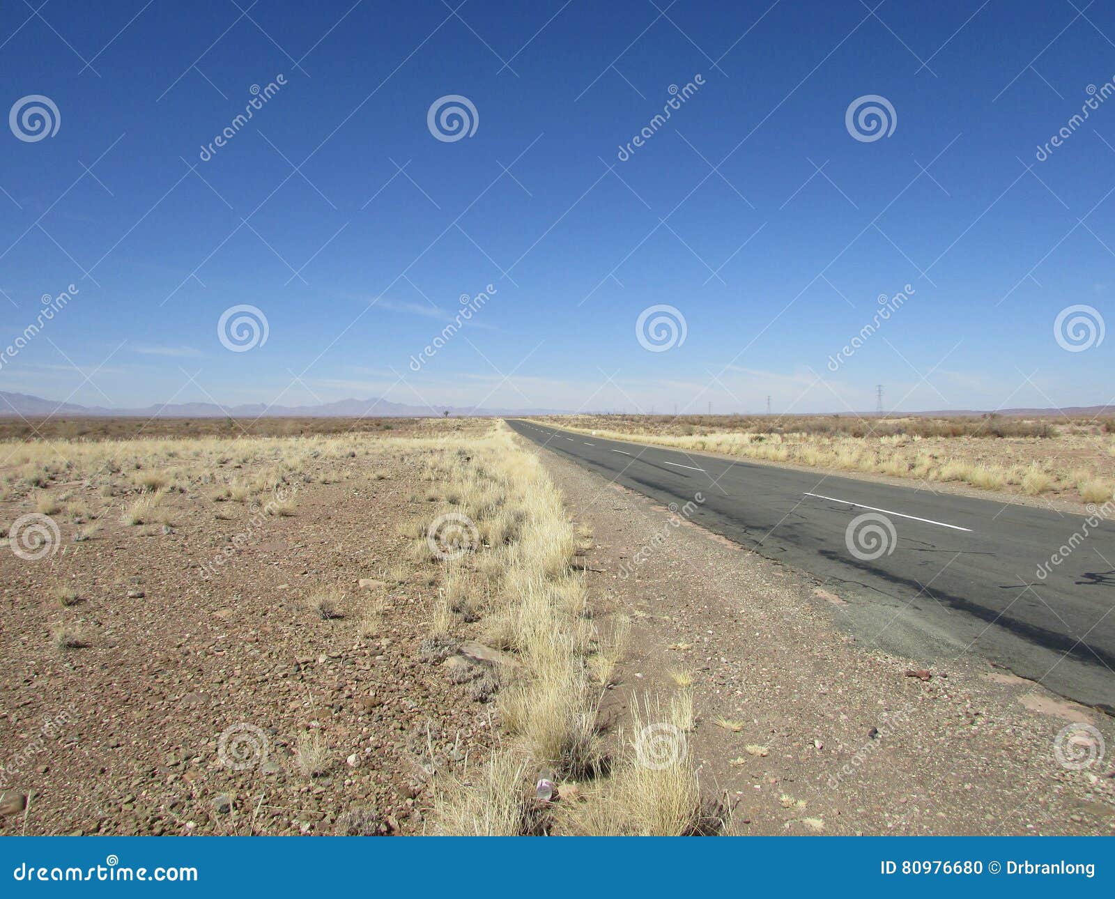 Roadside in Kalahari Desert with Endless Destination Stock Photo ...