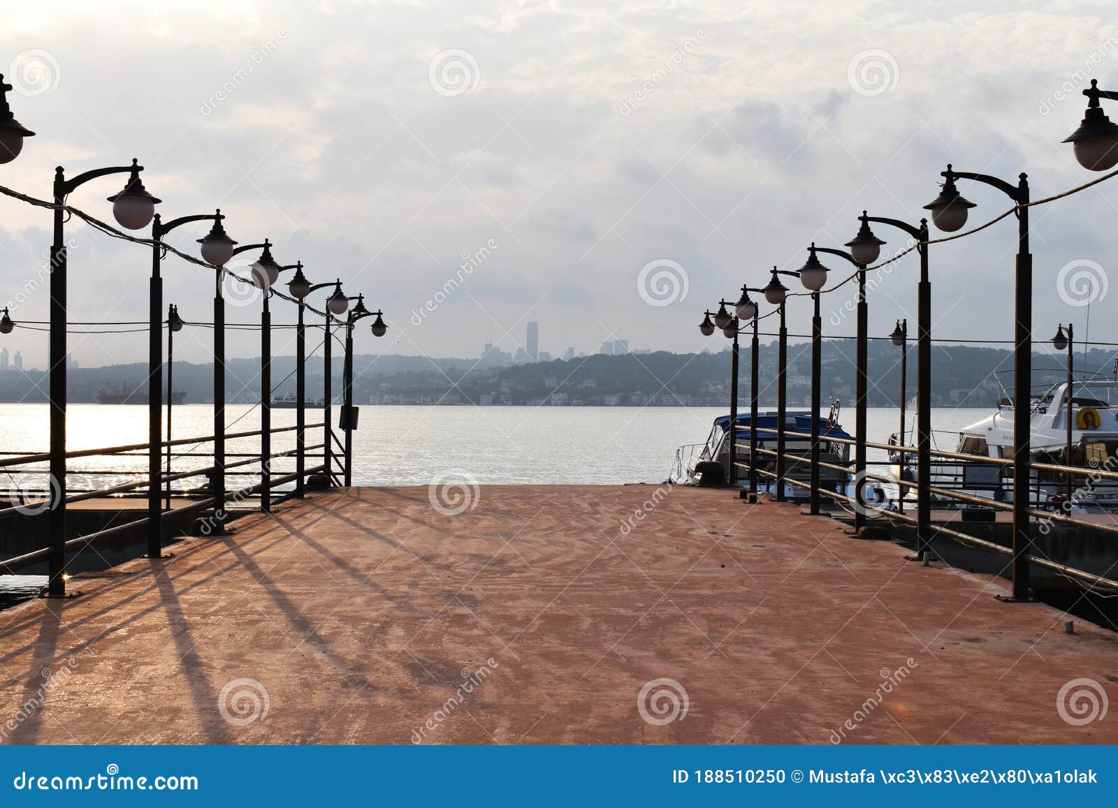 Roadside with Lamps. Bosphorus Sunset Stock Photo - Image of street ...