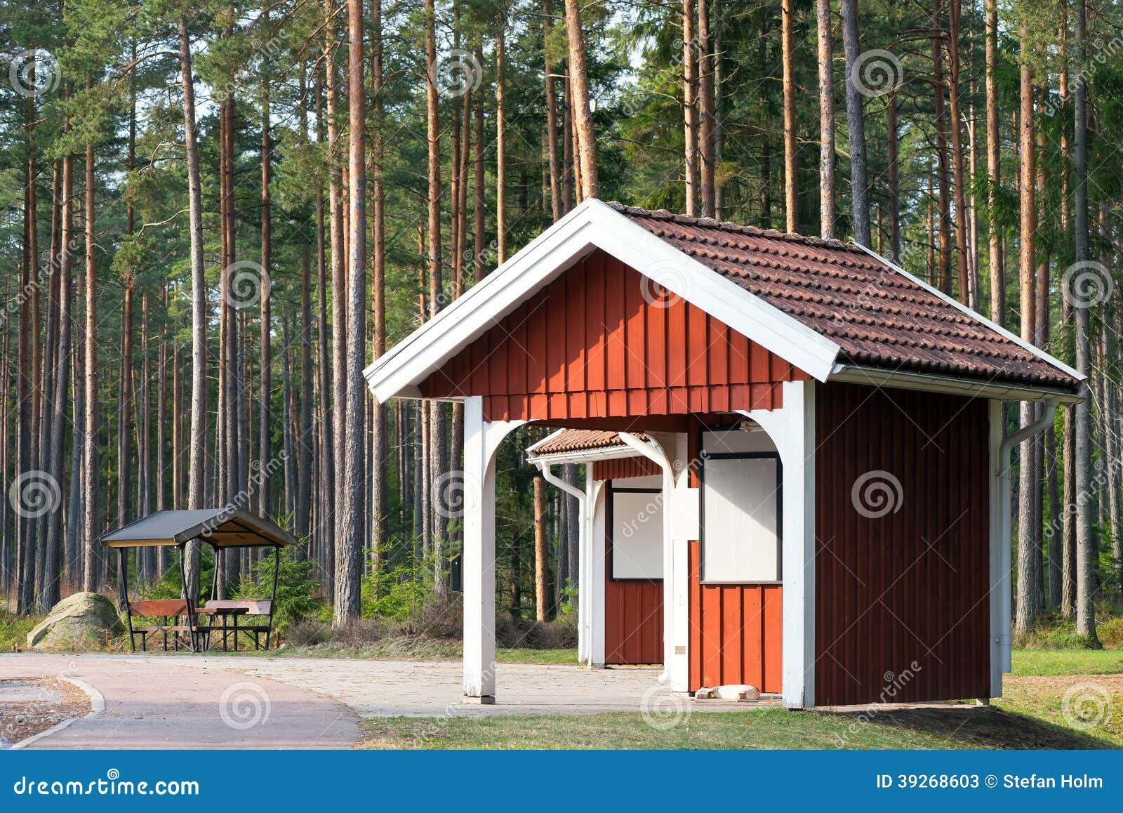 Roadside Rest Area in the Forest Stock Image - Image of group, area ...