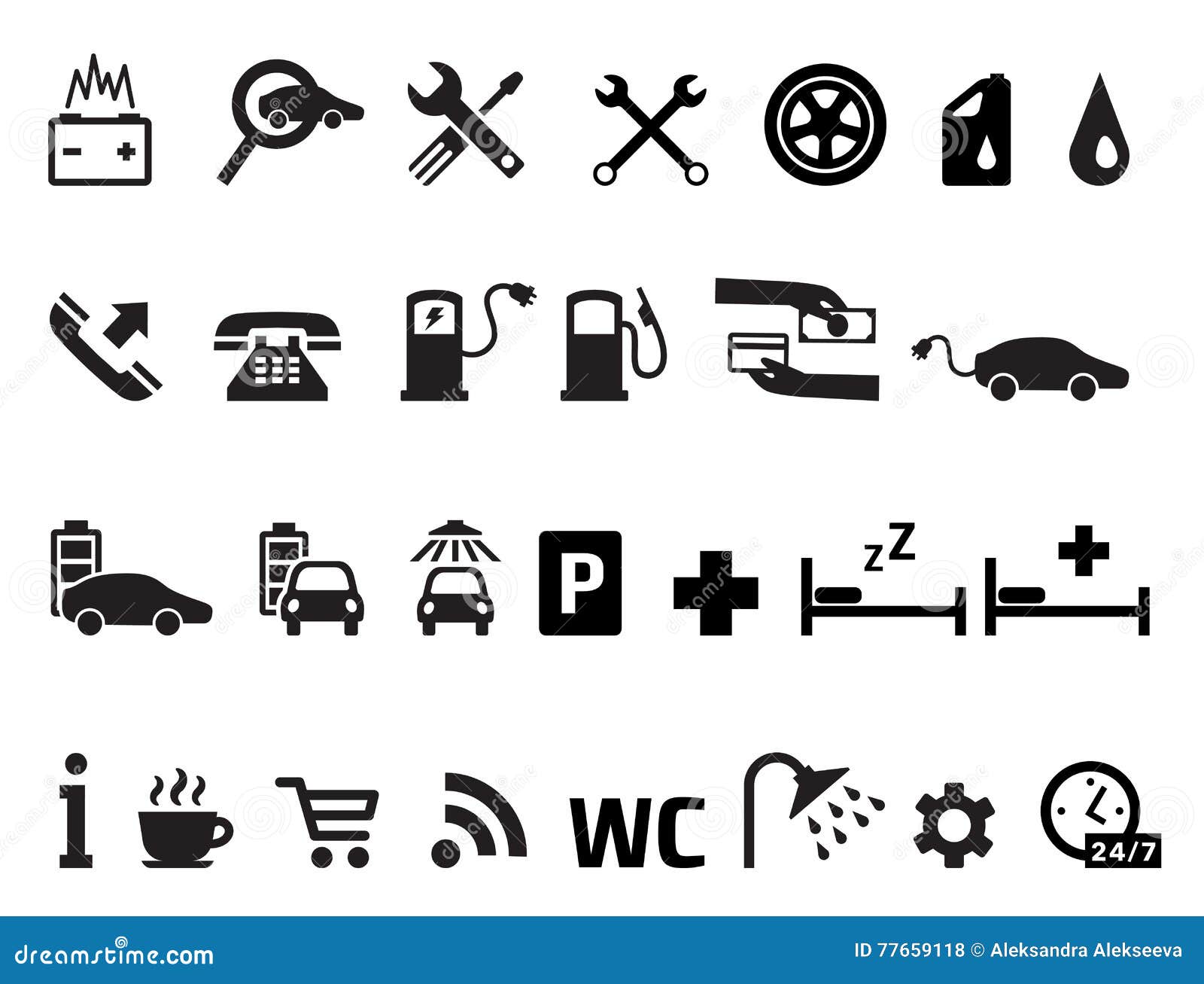 Roadside Services Transportation Icons Vector Set Stock Vector ...