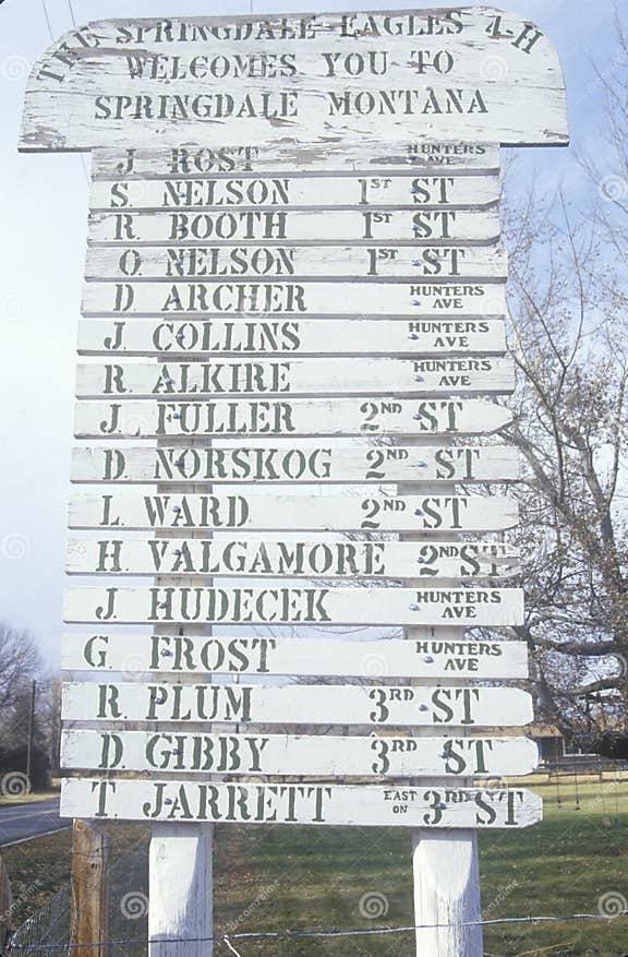 Roadside Signs in Springdale, MT Editorial Stock Image - Image of rural ...