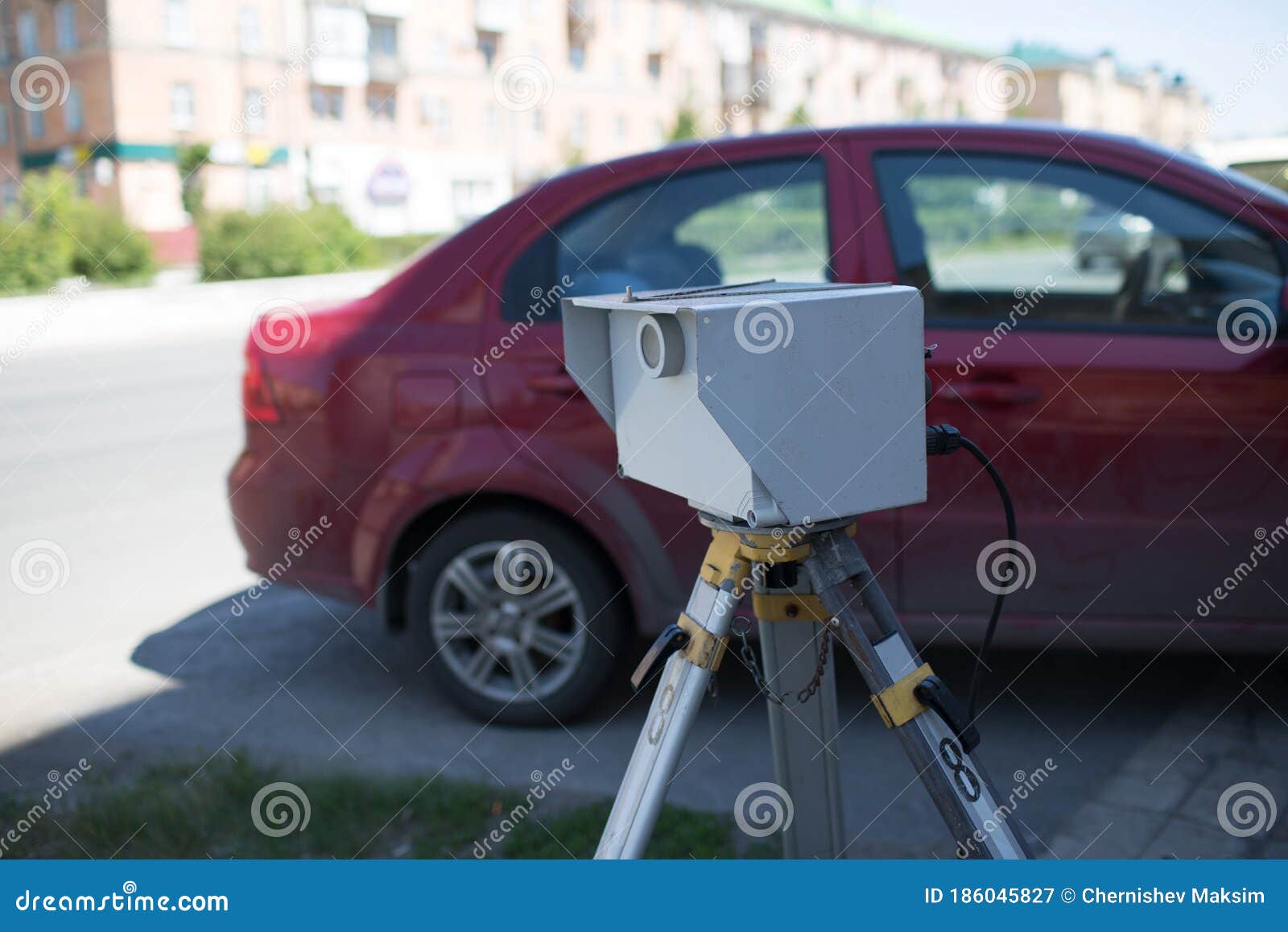 Roadside Speed Meter Radar and Vehicle Stock Image - Image of battery ...