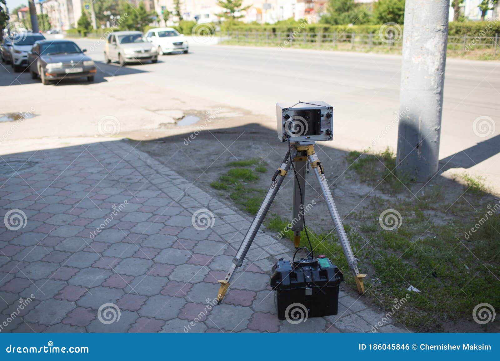 Roadside Speed Meter Radar and Vehicle Stock Photo - Image of radar ...