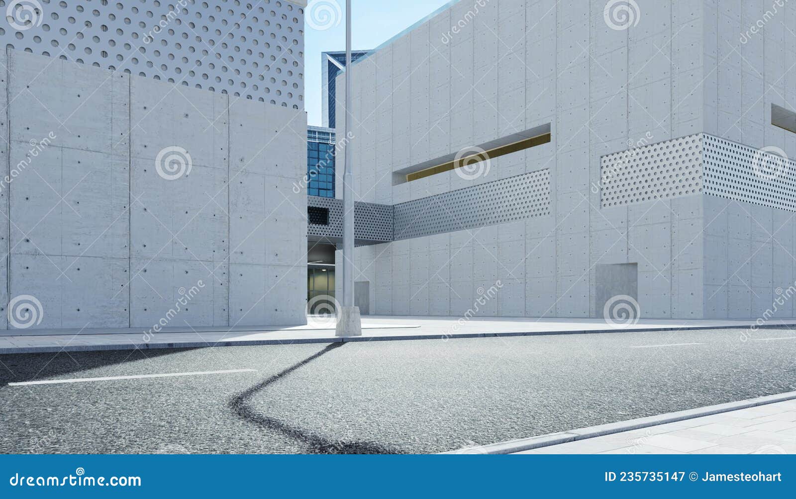 Roadside Street View with Modern Buildings Background Stock ...