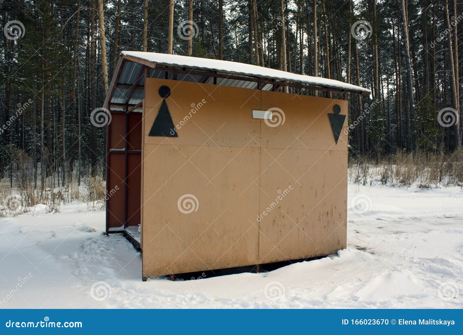 Roadside Toilet in the Forest. Winter, Coniferous Forest Stock Photo ...