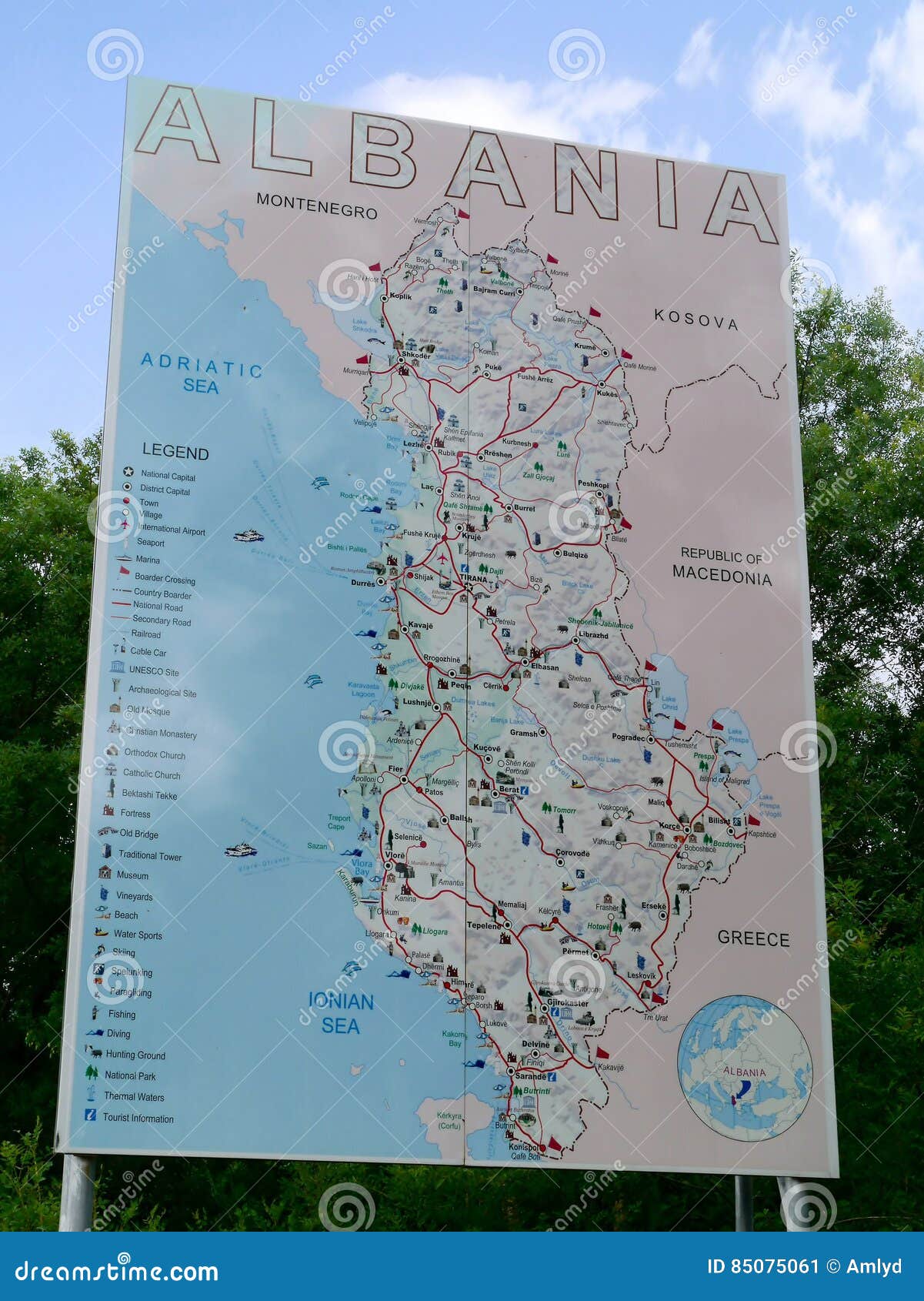 Roadside Tourist Guide for Albania Editorial Photo - Image of plan ...