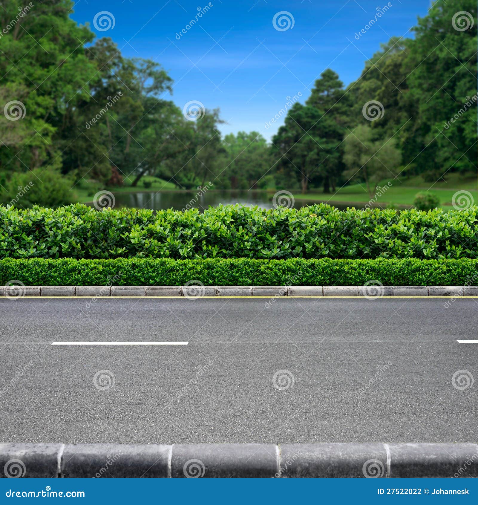 Roadside view of park stock photo. Image of fence, view - 27522022