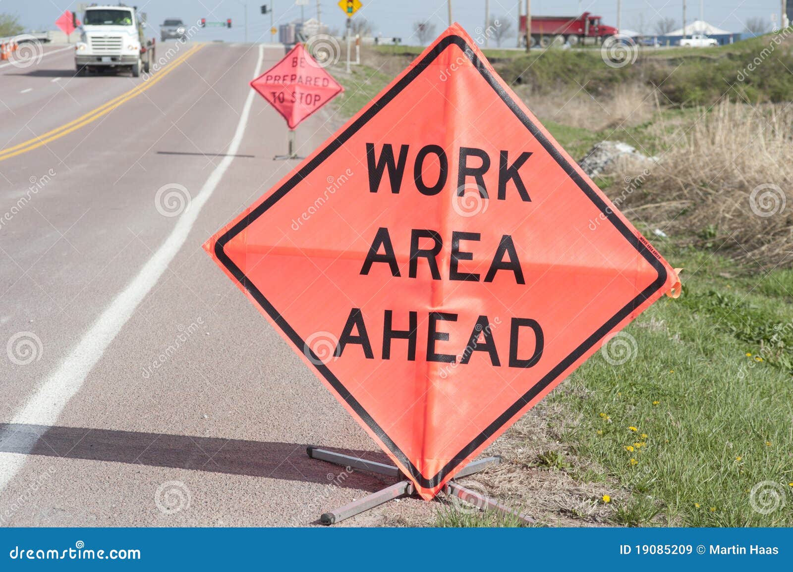 Roadside Work Ahead Signs Royalty Free Stock Images - Image: 19085209