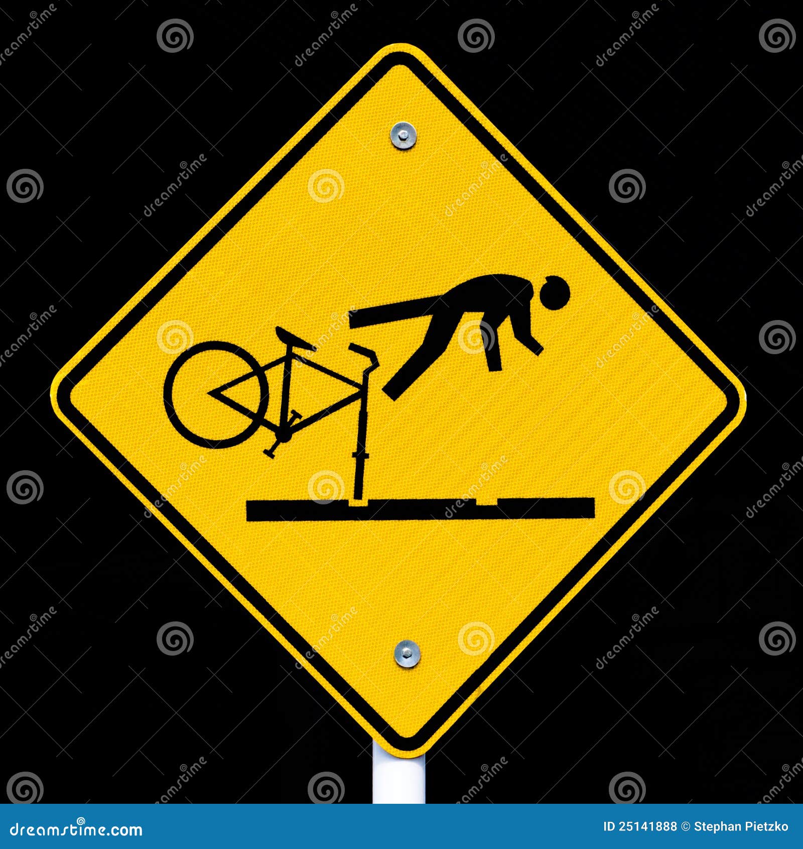 Roadsign Warning Cyclists of Dangerous Tram Tracks Stock Photo - Image ...