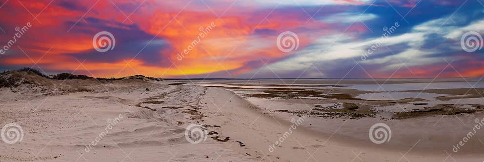 Roadway Along Chapin Beach in Cape Cod Stock Photo - Image of panoramic ...