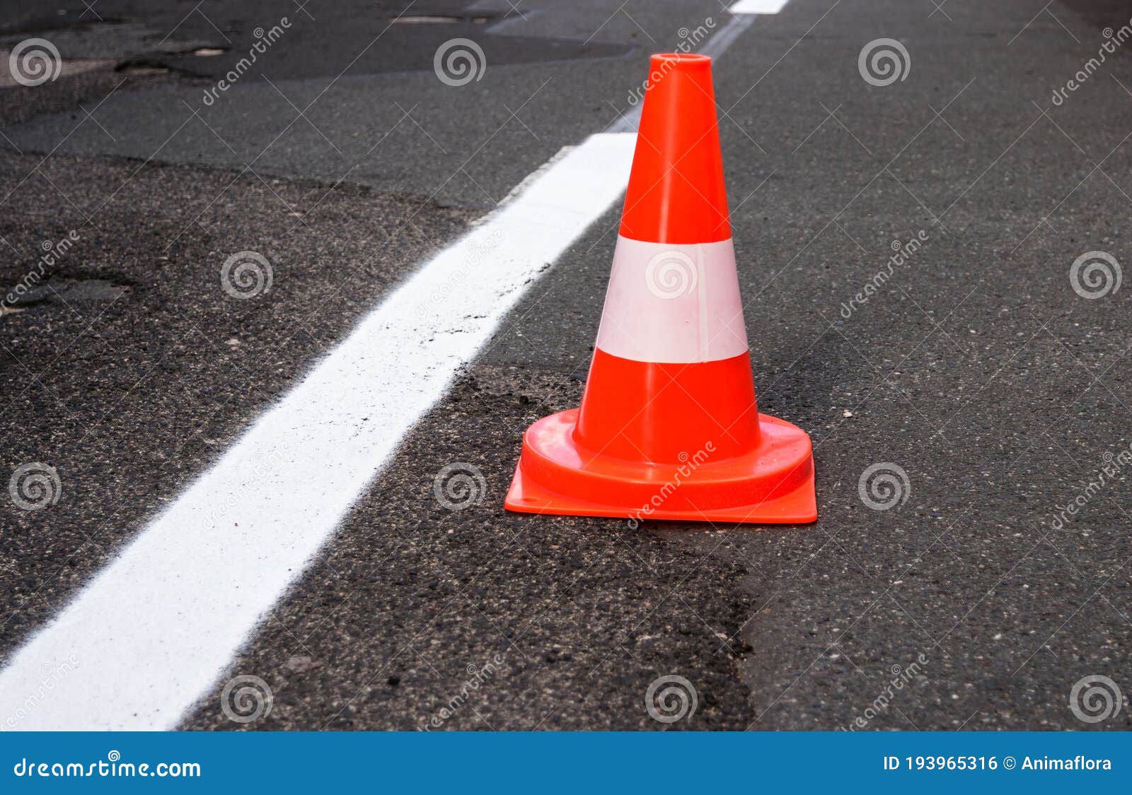 Roadway Marking Pylon on the Street Stock Photo - Image of repair ...