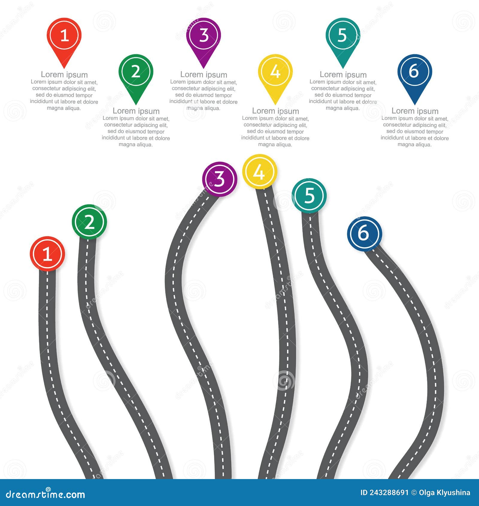 Roadway with Pin, Road Junction Map, Infographic Element. Stock Vector ...