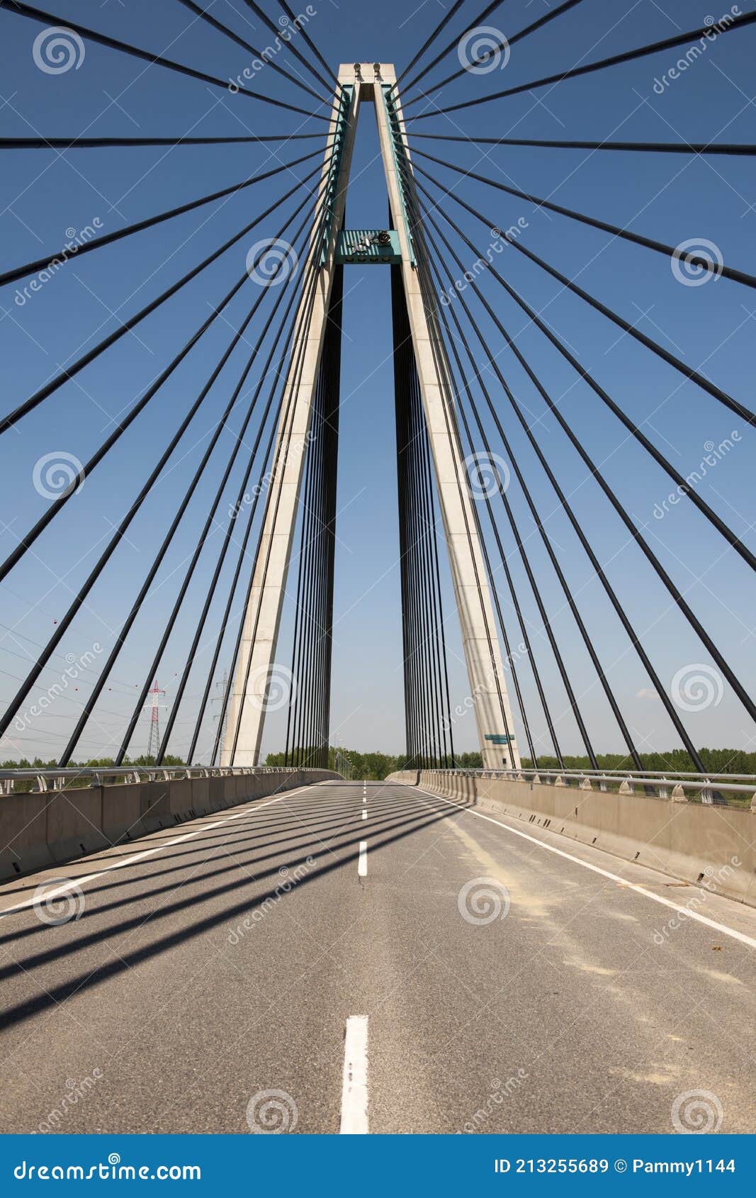 A Huge Cable-stayed Bridge. Stock Image - Image of detail, construction ...