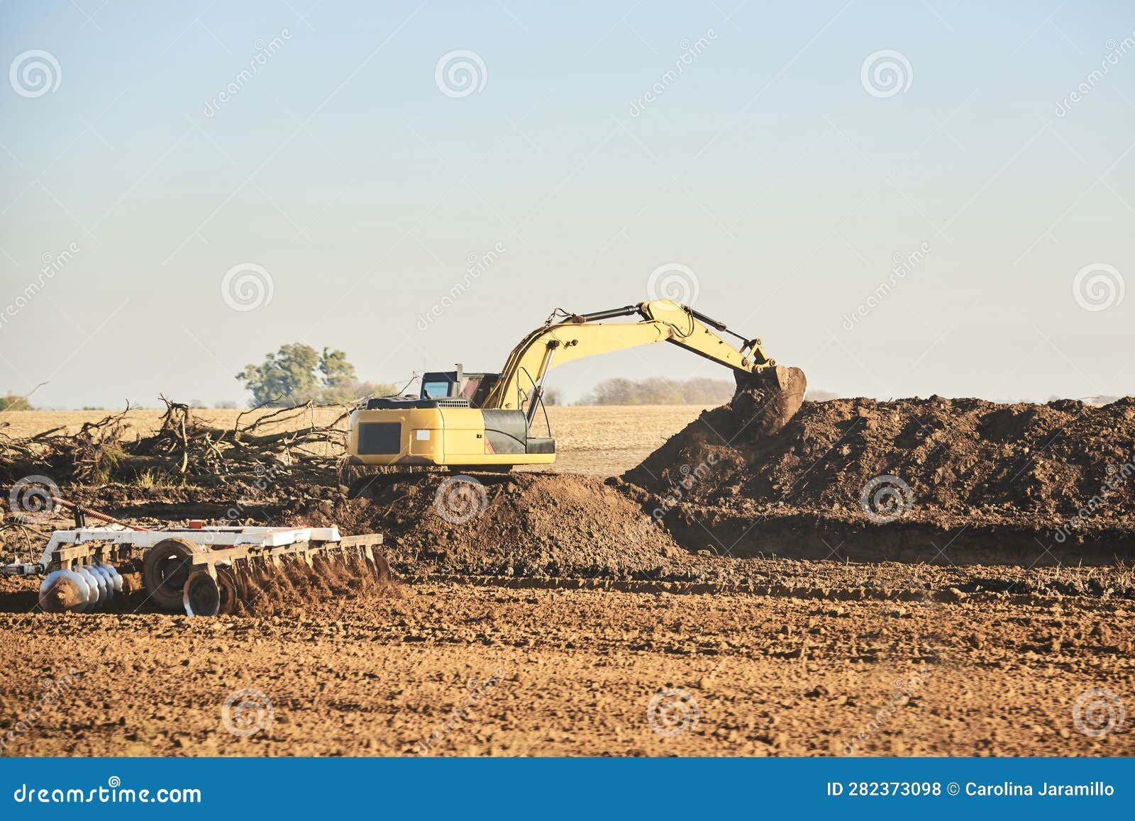 Roadwork, an Excavator Working on the Construction of a Road, a Highway ...