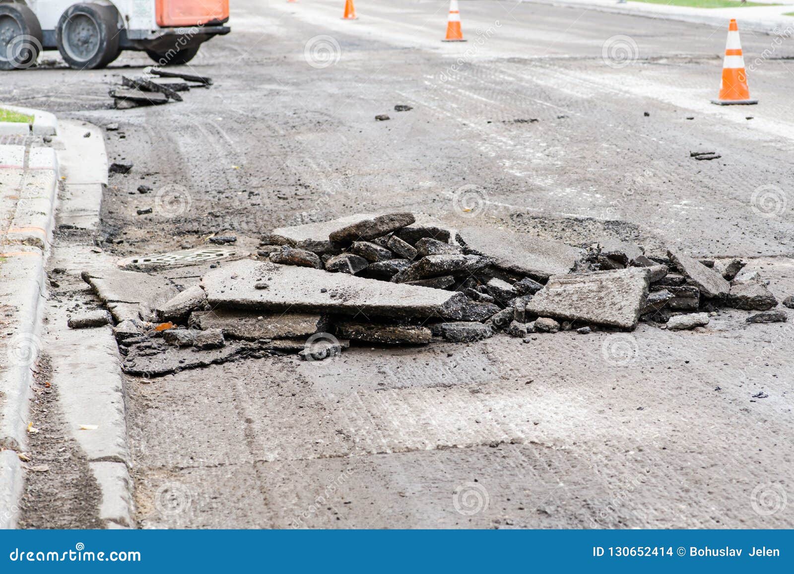 Roadwork, Removal of Old Paving from Asphalt. Fixing Road for Better ...